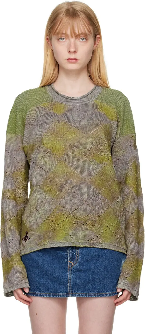 トップス Vivienne Westwood AW94 Argyle Sweater Vivienne Westwood: Taupe Argyle Sweater | SSENSE